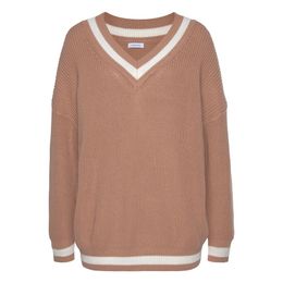 Lascana Pullover Damen Gr&ouml;&szlig;e XXS/XS cappuccino / wei&szlig;