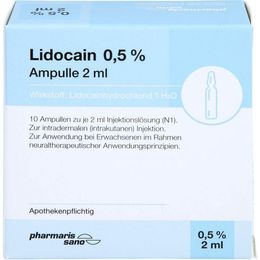 Lidocain pharmarissano 0,5% Inj.-Lsg.Ampullen 2 ml 10X2 ml