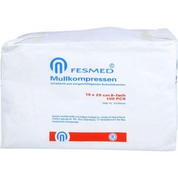 Mullkompressen 10x20 cm unsteril 8fach Papier 100 St