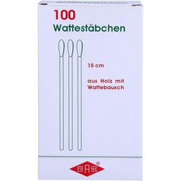 B&uuml;ttner-Frank Wattest&auml;bchen Holz 15 cm m.Wattebausch 100 St
