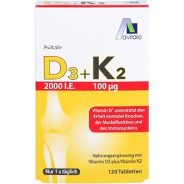Avitale D3+K2 2000 I.E.+100 &mu;g Tabletten 120 St