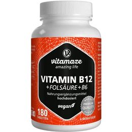 Vitamaze GmbH Vitamin B12 1000 &mu;g hochdos.+B9+B6 vegan Tabletten 180 St