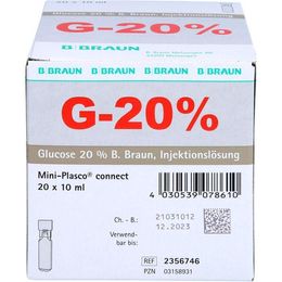 Glucose 20% B.Braun Mini Plasco connect Inj.-Lsg. 20X10 ml
