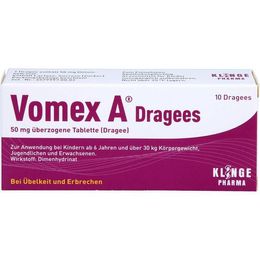Vomex A Dragees 50 mg &uuml;berzogene Tabletten 10 St