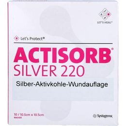 Actisorb 220 Silver 10,5x10,5 cm steril Kompressen 10 St