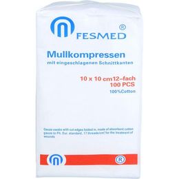 Mullkompressen 10x10 cm unsteril 12fach Papier 100 St