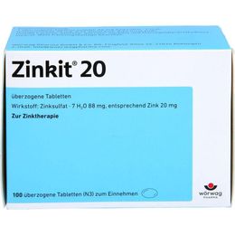 W&Ouml;RWAG PHARMA Zinkit 20 &uuml;berzogene Tabletten 100 St