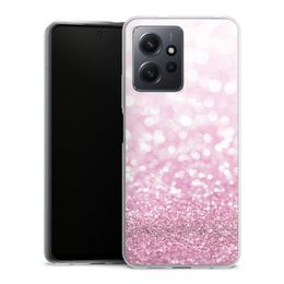 DeinDesign Xiaomi Redmi Note 12 4G Handy Silikon H&uuml;lle Case transparent Handyh&uuml;lle Shine Pink Glitzer Silikon Case
