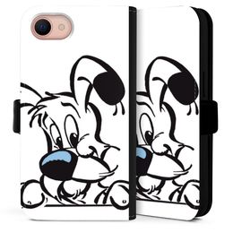 DeinDesign iPhone 16e Handy Klapph&uuml;lle Handyh&uuml;lle aus Kunst Leder schwarz Flip Case Idefix Official Licensed Product Comic Sideflip mit Lasche