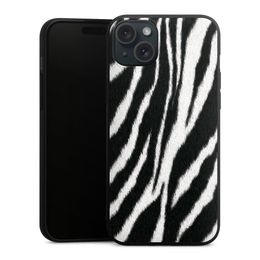 DeinDesign iPhone 15 Plus Handy Premium Silikon H&uuml;lle Handyh&uuml;lle schwarz Case Fur Muster Zebra Silikon Premium Case
