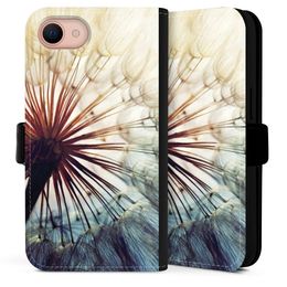 DeinDesign iPhone 16e Handy Klapph&uuml;lle Handyh&uuml;lle aus Kunst Leder schwarz Flip Case Photography Dandelion Flowers Sideflip mit Lasche