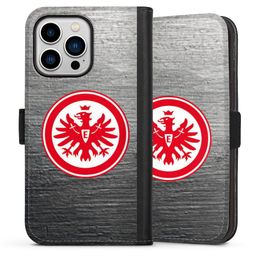DeinDesign iPhone 13 Pro Handy Klapph&uuml;lle Handyh&uuml;lle aus Kunst Leder schwarz Flip Case Eintracht Frankfurt Sge Logo Sideflip mit Lasche