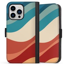 DeinDesign iPhone 13 Pro Handy Klapph&uuml;lle Handyh&uuml;lle aus Kunst Leder schwarz Flip Case Ombre Wave Colour Sideflip mit Lasche