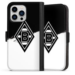 DeinDesign iPhone 13 Pro Handy Klapph&uuml;lle Handyh&uuml;lle aus Kunst Leder schwarz Flip Case Bmg Borussia M&ouml;nchengladbach Gladbach Sideflip mit Lasche