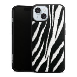DeinDesign iPhone 15 Handy Premium Silikon H&uuml;lle Handyh&uuml;lle schwarz Case Fur Muster Zebra Silikon Premium Case
