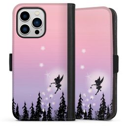 DeinDesign iPhone 13 Pro Handy Klapph&uuml;lle Handyh&uuml;lle aus Kunst Leder schwarz Flip Case Tinkerbells Official Licensed Product Disney Sideflip mit Lasche
