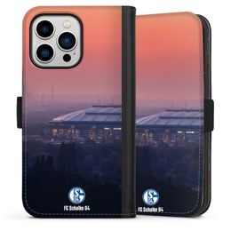 DeinDesign iPhone 13 Pro Handy Klapph&uuml;lle Handyh&uuml;lle aus Kunst Leder schwarz Flip Case Fc Schalke 04 Official Licensed Product Stadium Sideflip mit Lasche