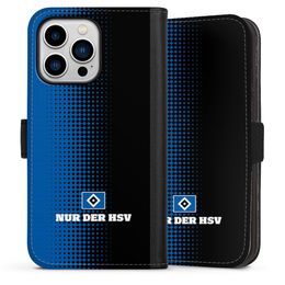 DeinDesign iPhone 13 Pro Handy Klapph&uuml;lle Handyh&uuml;lle aus Kunst Leder schwarz Flip Case Logo Official Licensed Product Hsv Sideflip mit Lasche