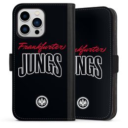 DeinDesign iPhone 13 Pro Handy Klapph&uuml;lle Handyh&uuml;lle aus Kunst Leder schwarz Flip Case Eintracht Frankfurt Sge Official Licensed Product Sideflip mit Lasche
