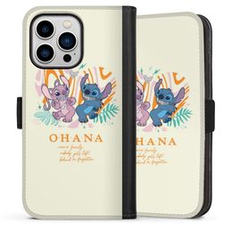 DeinDesign iPhone 13 Pro Handy Klapph&uuml;lle Handyh&uuml;lle aus Kunst Leder schwarz Flip Case Official Licensed Product Lilo & Stitch Disney Sideflip mit Lasche