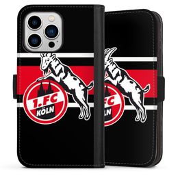 DeinDesign iPhone 13 Pro Handy Klapph&uuml;lle Handyh&uuml;lle aus Kunst Leder schwarz Flip Case Official Licensed Product 1. Fc K&ouml;ln Logo Sideflip mit Lasche