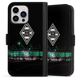 DeinDesign iPhone 13 Pro Handy Klapph&uuml;lle Handyh&uuml;lle aus Kunst Leder schwarz Flip Case Borussia M&ouml;nchengladbach Official Licensed Product Stadium Sideflip mit 