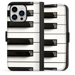 DeinDesign iPhone 13 Pro Handy Klapph&uuml;lle Handyh&uuml;lle aus Kunst Leder schwarz Flip Case Klavier Music Piano Sideflip mit Lasche