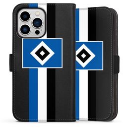 DeinDesign iPhone 13 Pro Handy Klapph&uuml;lle Handyh&uuml;lle aus Kunst Leder schwarz Flip Case Hamburger Sv Transparent Hsv Sideflip mit Lasche