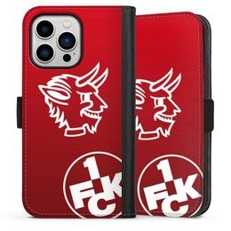 DeinDesign iPhone 13 Pro Handy Klapph&uuml;lle Handyh&uuml;lle aus Kunst Leder schwarz Flip Case Devil Official Licensed Product 1. Fc Kaiserslautern Sideflip mit Lasche