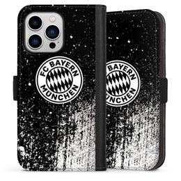 DeinDesign iPhone 13 Pro Handy Klapph&uuml;lle Handyh&uuml;lle aus Kunst Leder schwarz Flip Case Official Licensed Product Fcb Fc Bayern M&uuml;nchen Sideflip mit Lasche