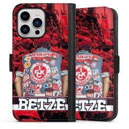 DeinDesign iPhone 13 Pro Handy Klapph&uuml;lle Handyh&uuml;lle aus Kunst Leder schwarz Flip Case Official Licensed Product 1. Fc Kaiserslautern 1. Fck Sideflip mit Lasche