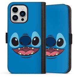 DeinDesign iPhone 13 Pro Handy Klapph&uuml;lle Handyh&uuml;lle aus Kunst Leder schwarz Flip Case Official Licensed Product Disney Lilo & Stitch Sideflip mit Lasche