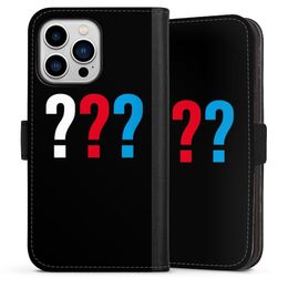 DeinDesign iPhone 13 Pro Handy Klapph&uuml;lle Handyh&uuml;lle aus Kunst Leder schwarz Flip Case Official Licensed Product Die Drei ??? Logo Sideflip mit Lasche