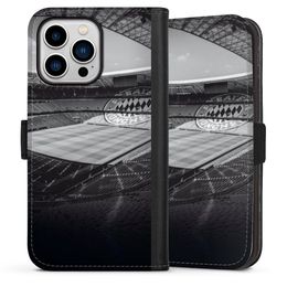 DeinDesign iPhone 13 Pro Handy Klapph&uuml;lle Handyh&uuml;lle aus Kunst Leder schwarz Flip Case Stadium Fcb Fc Bayern M&uuml;nchen Sideflip mit Lasche