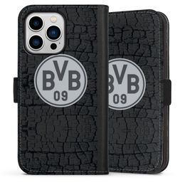 DeinDesign iPhone 13 Pro Handy Klapph&uuml;lle Handyh&uuml;lle aus Kunst Leder schwarz Flip Case Jersey Borussia Dortmund Bvb Sideflip mit Lasche