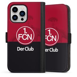 DeinDesign iPhone 13 Pro Handy Klapph&uuml;lle Handyh&uuml;lle aus Kunst Leder schwarz Flip Case Official Licensed Product Der Club 1. Fc N&uuml;rnberg Sideflip mit Lasche