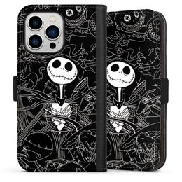 DeinDesign iPhone 13 Pro Handy Klapph&uuml;lle Handyh&uuml;lle aus Kunst Leder schwarz Flip Case Disney Nightmare Before Christmas Halloween Sideflip mit Lasche