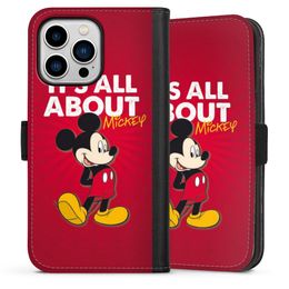 DeinDesign iPhone 13 Pro Handy Klapph&uuml;lle Handyh&uuml;lle aus Kunst Leder schwarz Flip Case Disney Official Licensed Product Mouse Sideflip mit Lasche