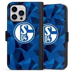 DeinDesign iPhone 13 Pro Handy Klapph&uuml;lle Handyh&uuml;lle aus Kunst Leder schwarz Flip Case Camouflage Fc Schalke 04 Muster Sideflip mit Lasche