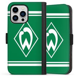 DeinDesign iPhone 13 Pro Handy Klapph&uuml;lle Handyh&uuml;lle aus Kunst Leder schwarz Flip Case Sv Werder Bremen Official Licensed Product Logo Sideflip mit Lasche