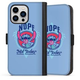 DeinDesign iPhone 13 Pro Handy Klapph&uuml;lle Handyh&uuml;lle aus Kunst Leder schwarz Flip Case Disney Sayings Lilo & Stitch Sideflip mit Lasche
