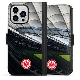 DeinDesign iPhone 13 Pro Handy Klapph&uuml;lle Handyh&uuml;lle aus Kunst Leder schwarz Flip Case Eintracht Frankfurt Stadium Official Licensed Product Sideflip mit Lasche
