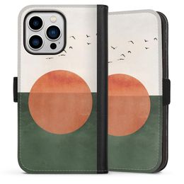 DeinDesign iPhone 13 Pro Handy Klapph&uuml;lle Handyh&uuml;lle aus Kunst Leder schwarz Flip Case Sunshine Bird Sunset Sideflip mit Lasche