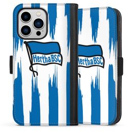 DeinDesign iPhone 13 Pro Handy Klapph&uuml;lle Handyh&uuml;lle aus Kunst Leder schwarz Flip Case Bundesliga Hertha Bsc Official Licensed Product Sideflip mit Lasche