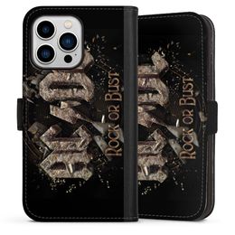 DeinDesign iPhone 13 Pro Handy Klapph&uuml;lle Handyh&uuml;lle aus Kunst Leder schwarz Flip Case Rock Or Bust Official Licensed Product Acdc Sideflip mit Lasche