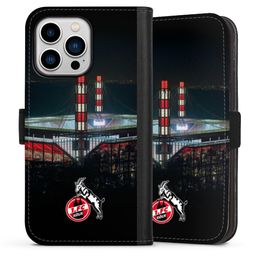 DeinDesign iPhone 13 Pro Handy Klapph&uuml;lle Handyh&uuml;lle aus Kunst Leder schwarz Flip Case Stadium 1. Fc K&ouml;ln Official Licensed Product Sideflip mit Lasche