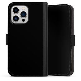 DeinDesign iPhone 13 Pro Handy Klapph&uuml;lle Handyh&uuml;lle aus Kunst Leder schwarz Flip Case Colour Black Unicoloured Sideflip mit Lasche