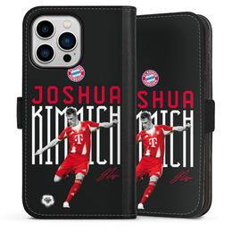 DeinDesign iPhone 13 Pro Handy Klapph&uuml;lle Handyh&uuml;lle aus Kunst Leder schwarz Flip Case Official Licensed Product Fc Bayern M&uuml;nchen Kimmich Sideflip mit Lasche
