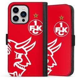 DeinDesign iPhone 13 Pro Handy Klapph&uuml;lle Handyh&uuml;lle aus Kunst Leder schwarz Flip Case Star Devil 1. Fc Kaiserslautern Sideflip mit Lasche