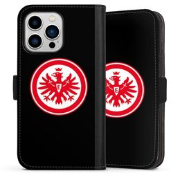 DeinDesign iPhone 13 Pro Handy Klapph&uuml;lle Handyh&uuml;lle aus Kunst Leder schwarz Flip Case Sge Eintracht Frankfurt Eagle Sideflip mit Lasche